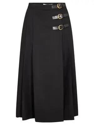 Chloé Midi Skirt With Buckle Detail - Black