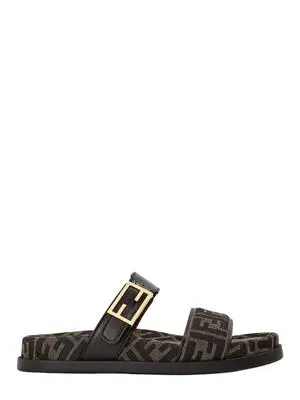 FENDI Fendi Double Strap Logo Flat Sandals