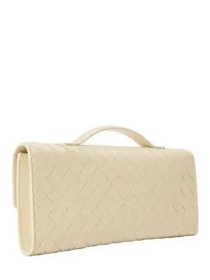 Bottega Veneta Bottega Veneta Woven Lambskin Clutch Nude
