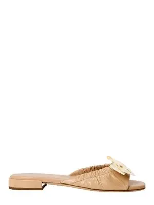 Prada Bow Flat Mules Nude