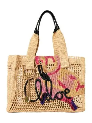Chloé Flamingo Raffia Tote Bag - Nude