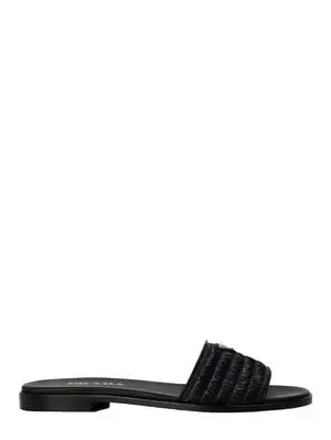 Prada Logo Open-toe Slippers - Black