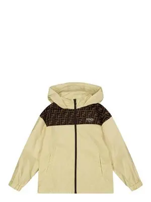 Fendi Zip-up Hooded Jacket With Ff Motif - Nude