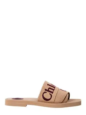 Chloé Logo Flat Slides - Nude