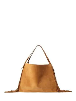 CHRISTIAN LOUBOUTIN Suede Fringe Tote Bag - Brown