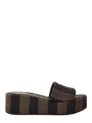 Fendi Fendi Jacquard Platform Slides Black