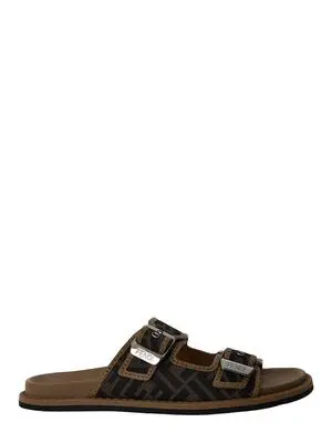 Fendi Flat Sandals With Buckle Detail - Black