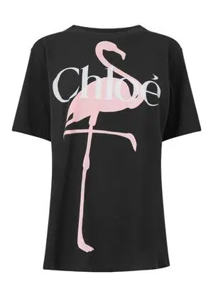 Chloé Logo Flamingo T-shirt - Black