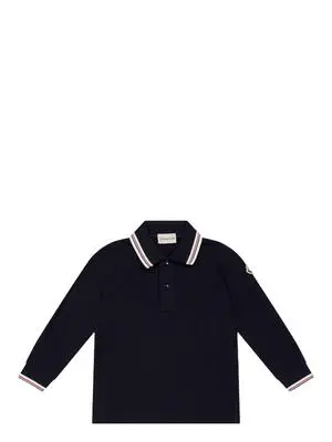Moncler Logo Long Sleeve Polo Shirt - Black