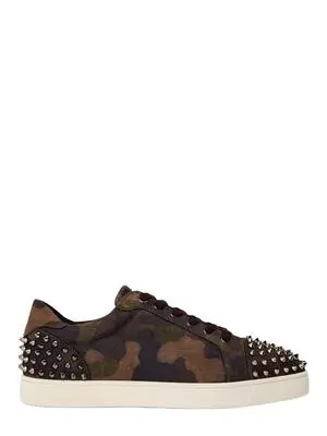 CHRISTIAN LOUBOUTIN Camouflage Studded Low-top Sneakers - Black