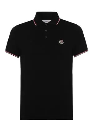 Moncler Logo Short Sleeve Polo Shirt - Black