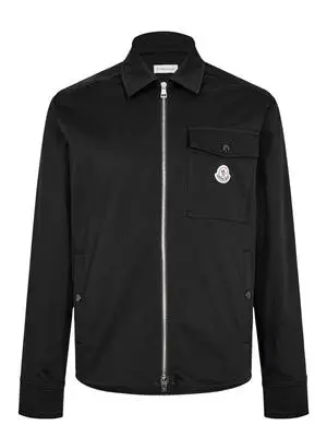 Moncler Gabardine Long Sleeve Zip-up Shirt Jacket - Black