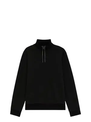 Hugo Boss Half-zip Micro-textured Sweatshirt - Black
