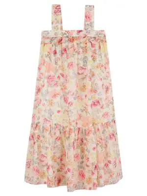Chloé Floral Print Tiered Maxi Dress With Halterneck - Nude
