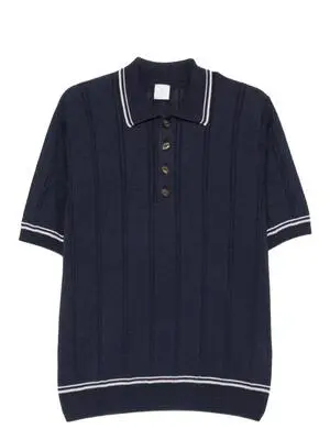 ELEVENTY Cable-knit Striped-trim Polo Shirt