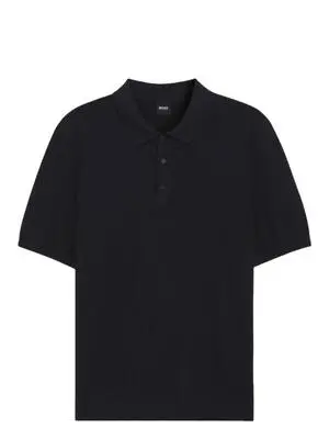 Hugo Boss Regular-fit Knit Polo In Structured Fabric - Dark Blue