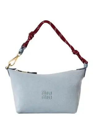 Miu Miu Miu Miu Textured Logo Clutch Bag Gray