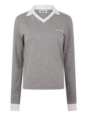 MIU MIU Miu Miu Knitted Long Sleeve Polo Shirt