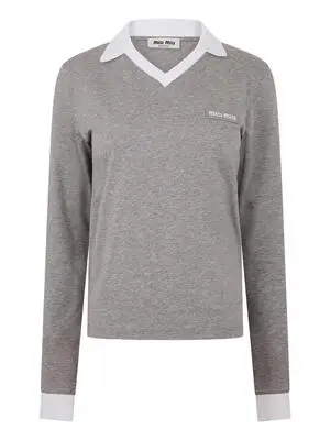 MIU MIU Miu Miu Knitted Long Sleeve Polo Shirt