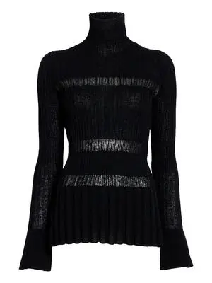 Proenza Schouler Rosario Textured Merino Wool Turtleneck - Black