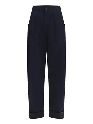 Jacob Cohen Lindsay Barrel Wide Pants In Stretch Cotton Gabardine - Blue