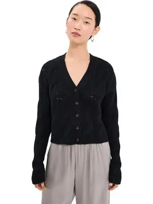 Sablyn Jolie Cropped Cashmere Cable Cardigan - Black