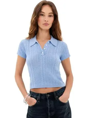 Good American The Micro Cable Polo - Sky
