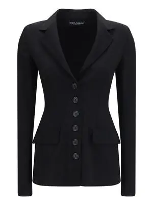 Dolce & Gabbana Stretch Wool Single Breasted Jacket - Black