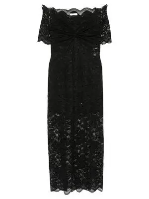 Rabanne Paco Rabanne Off-Shoulder Lace Dress Black
