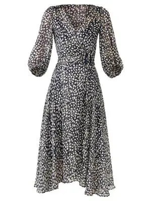 SACHA DRAKE Cloudland Wrap Dress Navy White Spot - Blue
