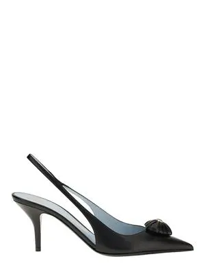 Valentino Garavani Coeur Royal Slingback Leather Pumps - Black