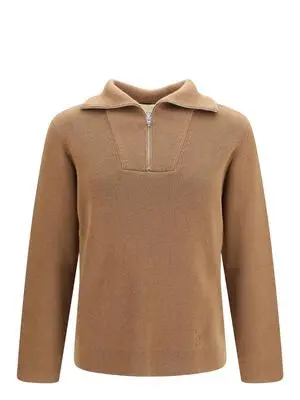 Valentino Garavani Wool Sweater With Zip Neck - Brown