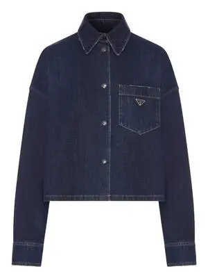 Prada PRADA Classic Collar Long Sleeve Cotton Shirt Blue