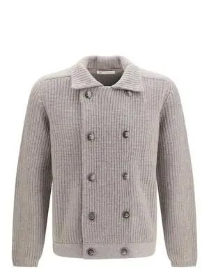 Brunello Cucinelli English Rib Cashmere Cardigan - Gray