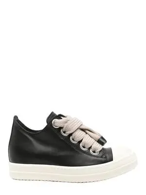 Rick Owens RICK OWENS Black Leather Lace-Up Trainers Black