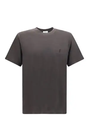 Saint Laurent Cassandre Silk And Cotton T-shirt - Brown