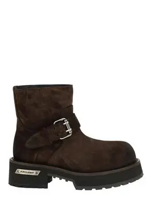 Balenciaga Venom Mini Waxed Suede Calf Leather Ankle Boots - Brown