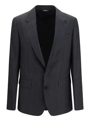 Dolce & Gabbana Virgin Wool Single-breasted Blazer - Gray