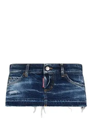Dsquared2 Medium Ripped Denim Mini Skirt - Blue