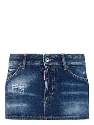Dsquared2 Medium Ripped Denim Mini Skirt - Blue