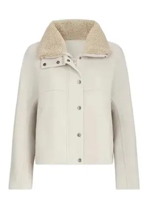 Brunello Cucinelli BRUNELLO CUCINELLI Wool Zip-Up Jacket With Shearling Collar Multicolor