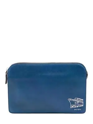 PRADA Prada Saffiano Leather Cruise Ship Voyage Clutch Bag
