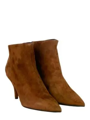 CHANTAL Pointed-toe Rear-zip Ankle Boots - Brown