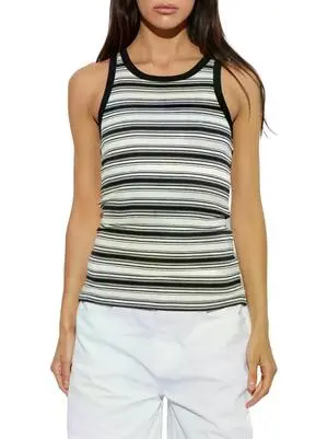 SAMSOE SAMSOE Alexo Striped Ribbed-knit Tank Top - Neutrals
