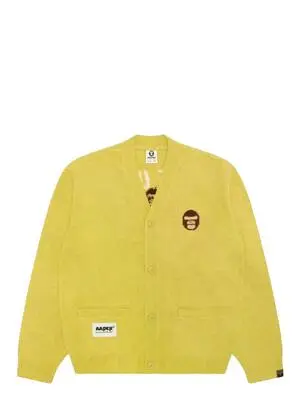 AAPE BY *A BATHING APE V-neck Cardigan With Intarsia Knit Logo - Yellow