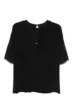 TWINSET Floral Embroidered T-shirt - Black