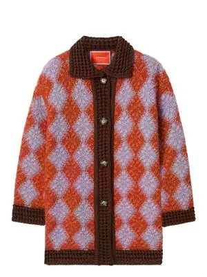 La DoubleJ Crochet Bowling Cardigan - Orange