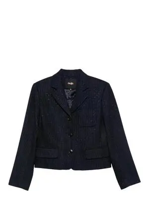 Maje Pinstriped Sequin-embellished Blazer - Blue