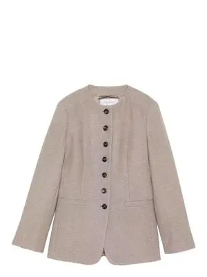 Max Mara Collarless Button-up Jacket - Neutrals