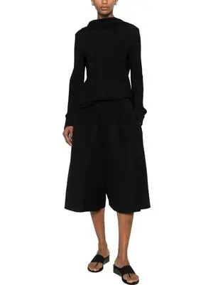 THE ROW Fauna Pleated Wool Twill Tailored Shorts - Black